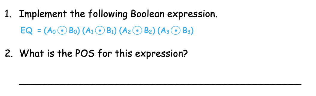 Solved 1. Implement the following Boolean expression. EQ = | Chegg.com