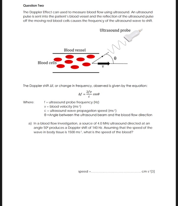 Solved Question Two The Doppler Effect can used to measure | Chegg.com