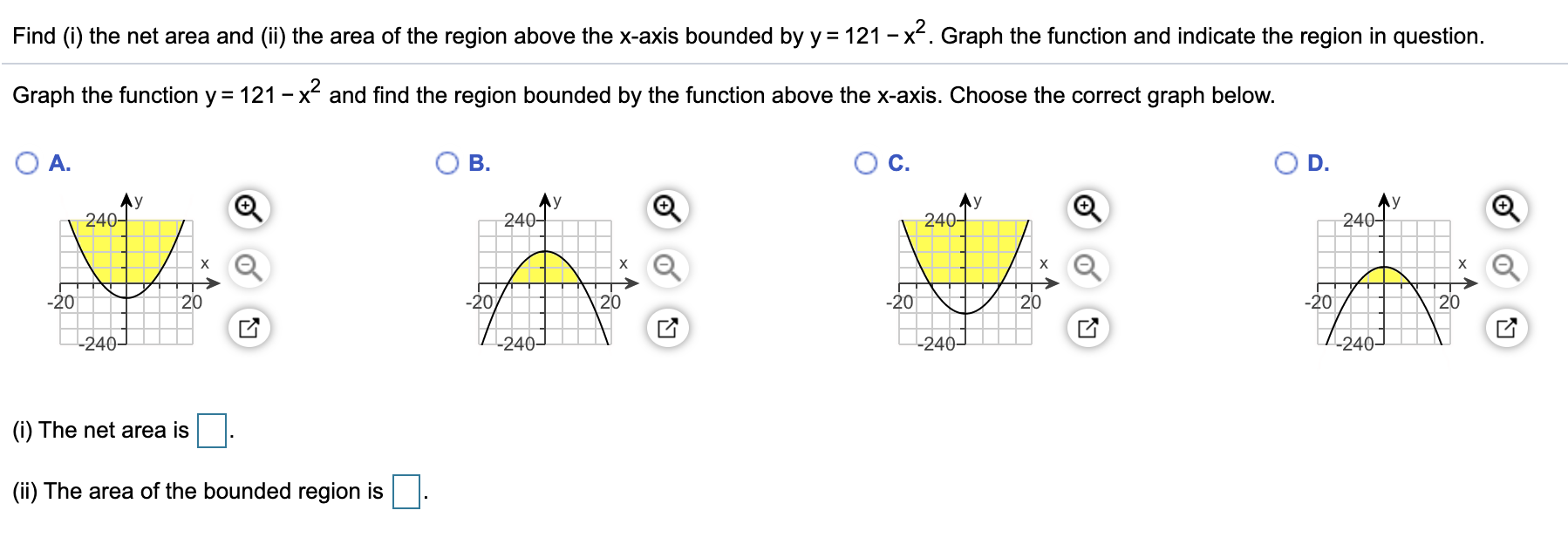 Solved Find I The Net Area And Ii The Area Of The Region