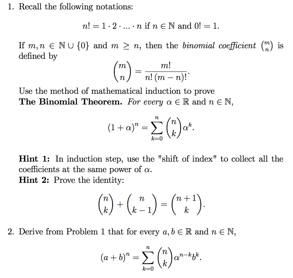 Solved 1. Recall the following notations: .2. - n if n E N | Chegg.com