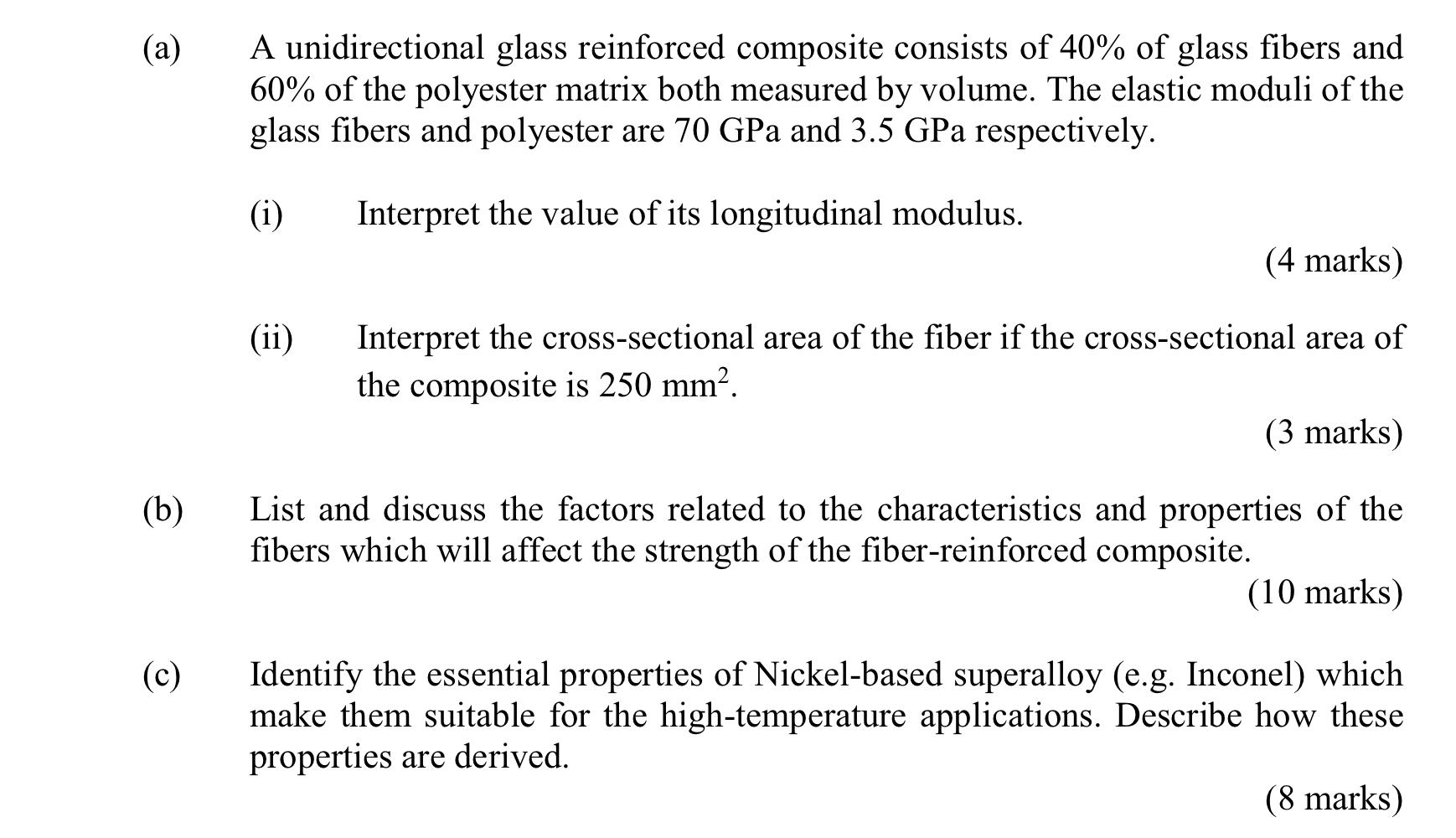 Solved (a) A unidirectional glass reinforced composite | Chegg.com