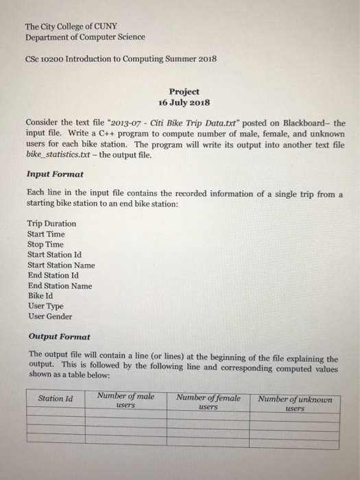 The City College of CUNY Department of Computer | Chegg.com