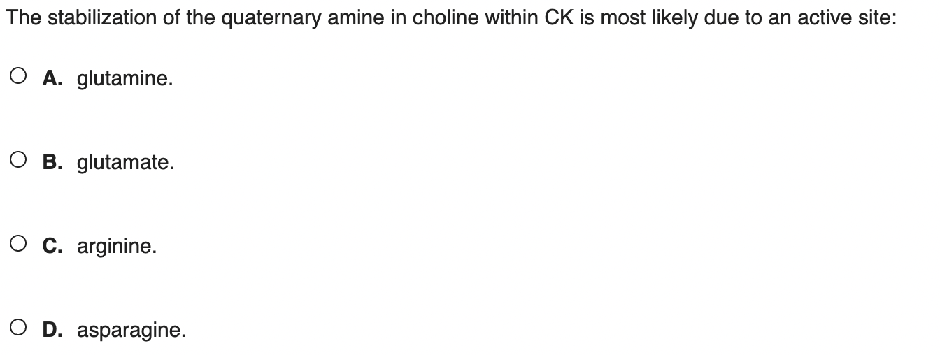 Solved The stabilization of the quaternary amine in choline | Chegg.com