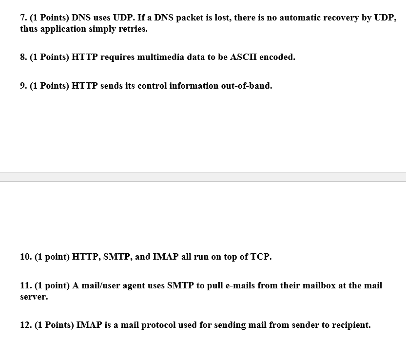 Solved 7 1 Points Dns Uses Udp If A Dns Packet Is Lost 