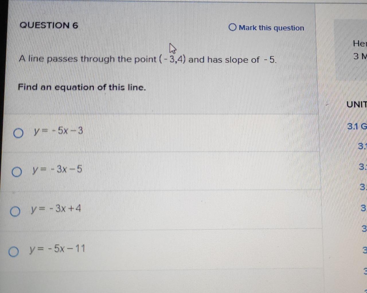 Solved QUESTION 6 O Mark this question w A line passes | Chegg.com
