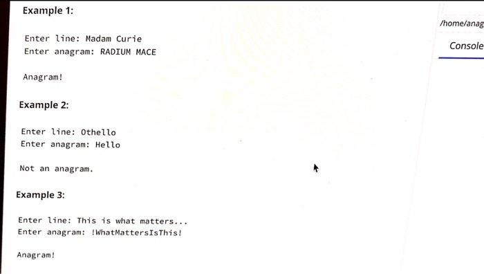 Solved Anagrams An anagram is a word play that transforms | Chegg.com