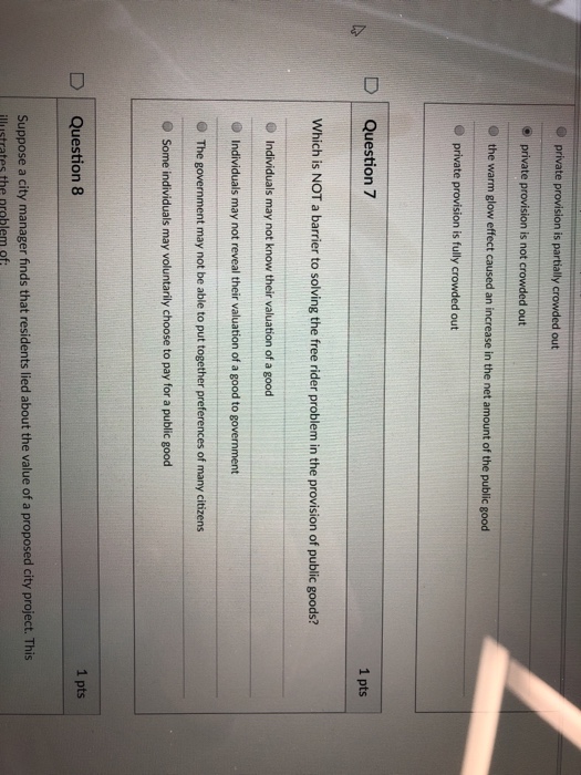 Solved O private provision is partially crowded out private | Chegg.com