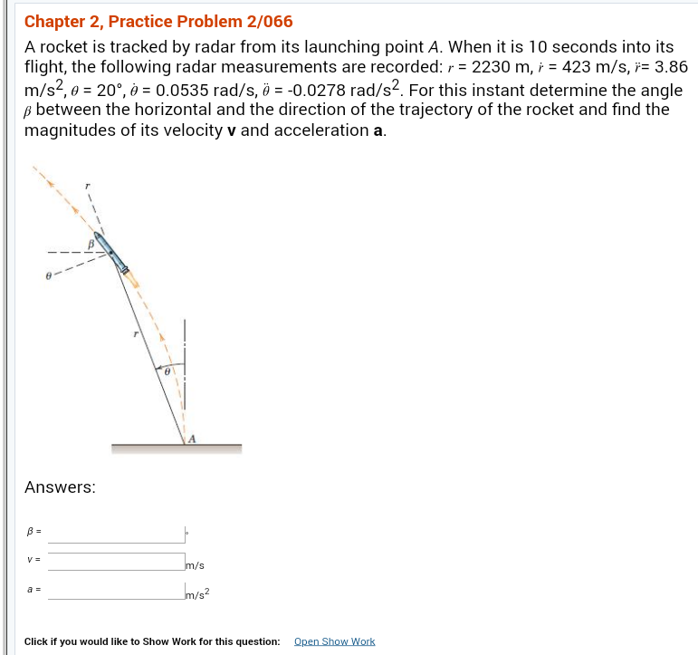 Solved Chapter 2, Practice Problem 2/066 A rocket is tracked | Chegg.com