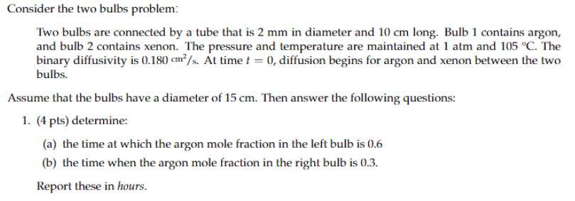 Solved Consider the two bulbs problem: Two bulbs are | Chegg.com