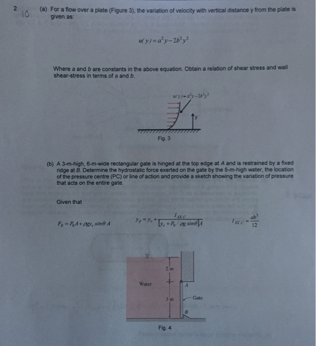Solved (a) For a flow over a plate (Figure 3), the variation | Chegg.com
