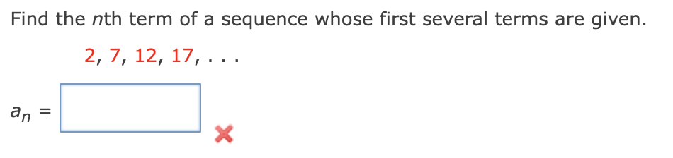 Solved Find the nth term of a sequence whose first several | Chegg.com