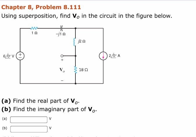 Solved Chapter 8, Problem 8.111 Using superposition, find Vo | Chegg.com