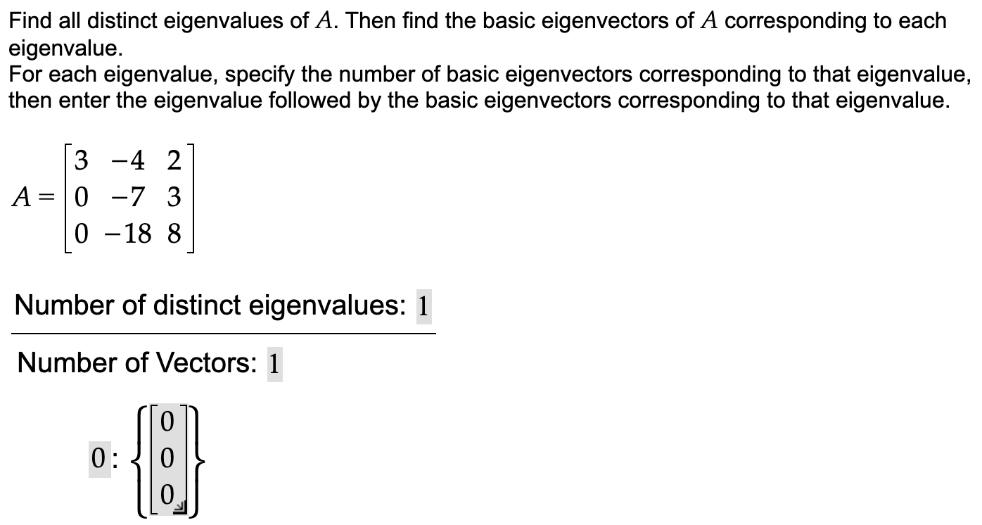 Solved Find all distinct eigenvalues of A. Then find the | Chegg.com