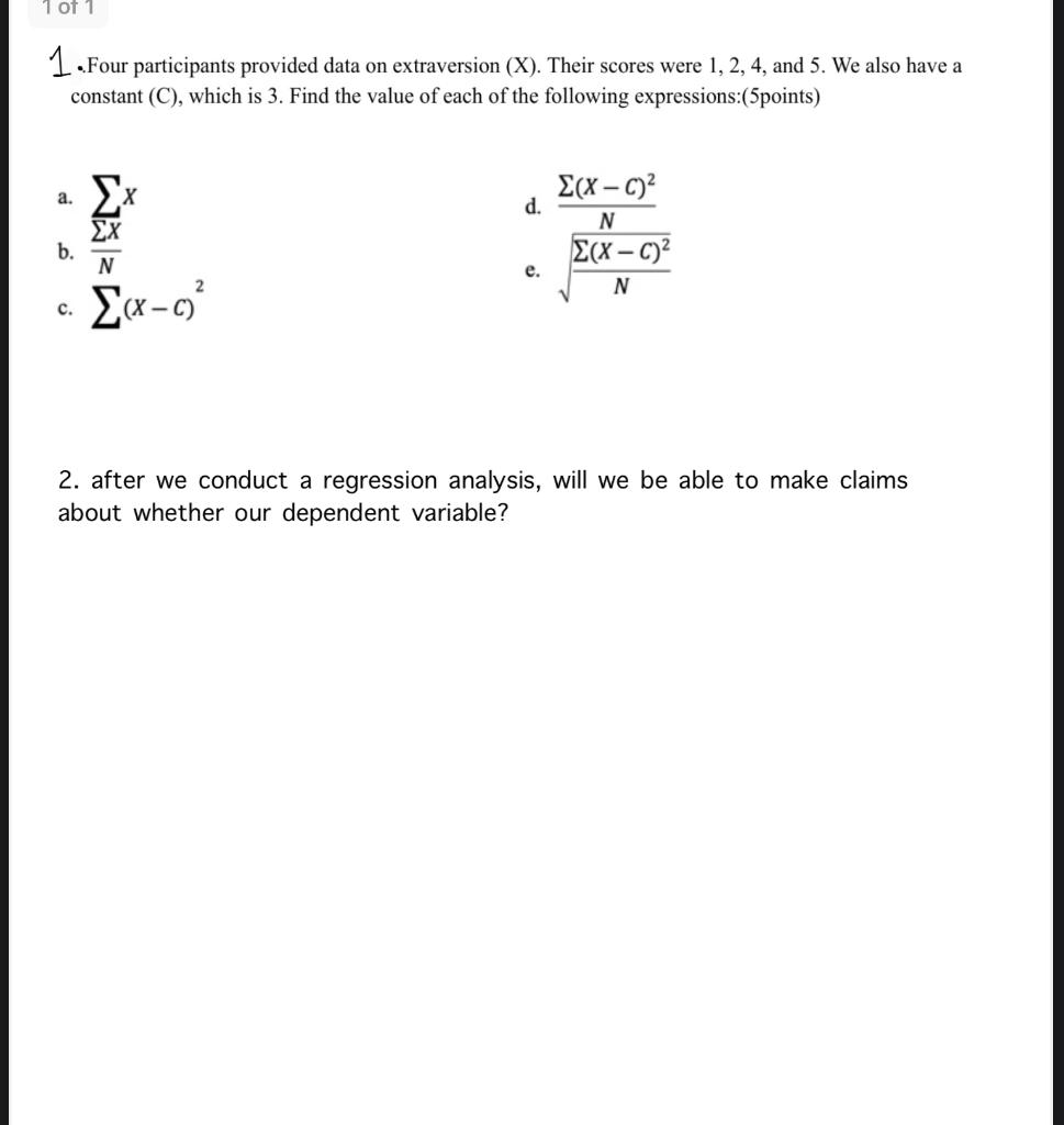 Solved 1. Four participants provided data on extraversion | Chegg.com