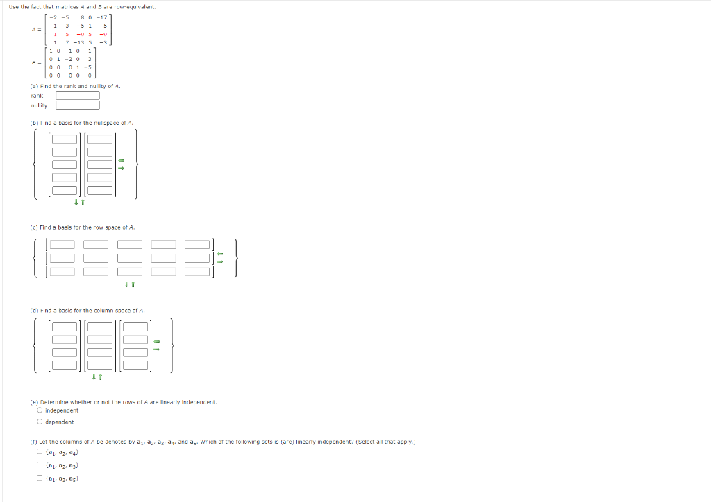 Solved Use the fact that matrices A and B are | Chegg.com