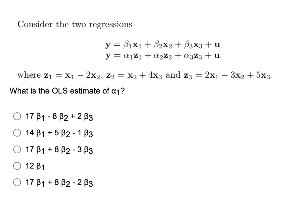 Solved Consider the two regressions | Chegg.com