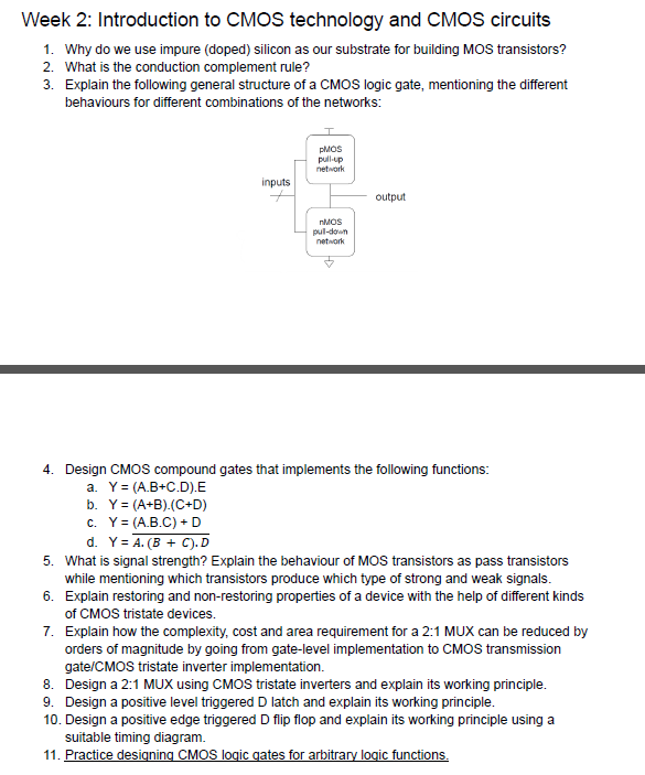 Solved Week 2: Introduction to CMOS technology and CMOS | Chegg.com