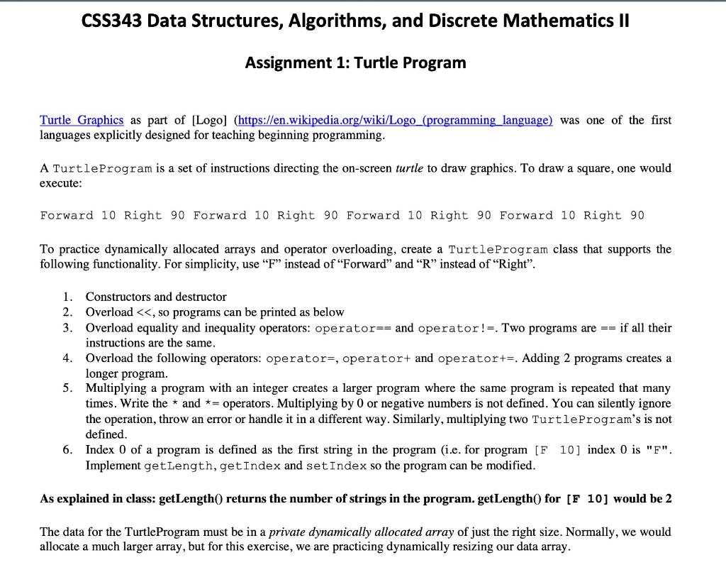 Solved CSS343 Data Structures, Algorithms, and Discrete | Chegg.com