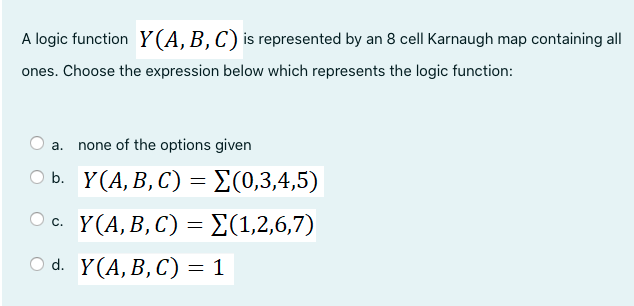 Solved Choose the unsimplified minterm Boolean expression | Chegg.com