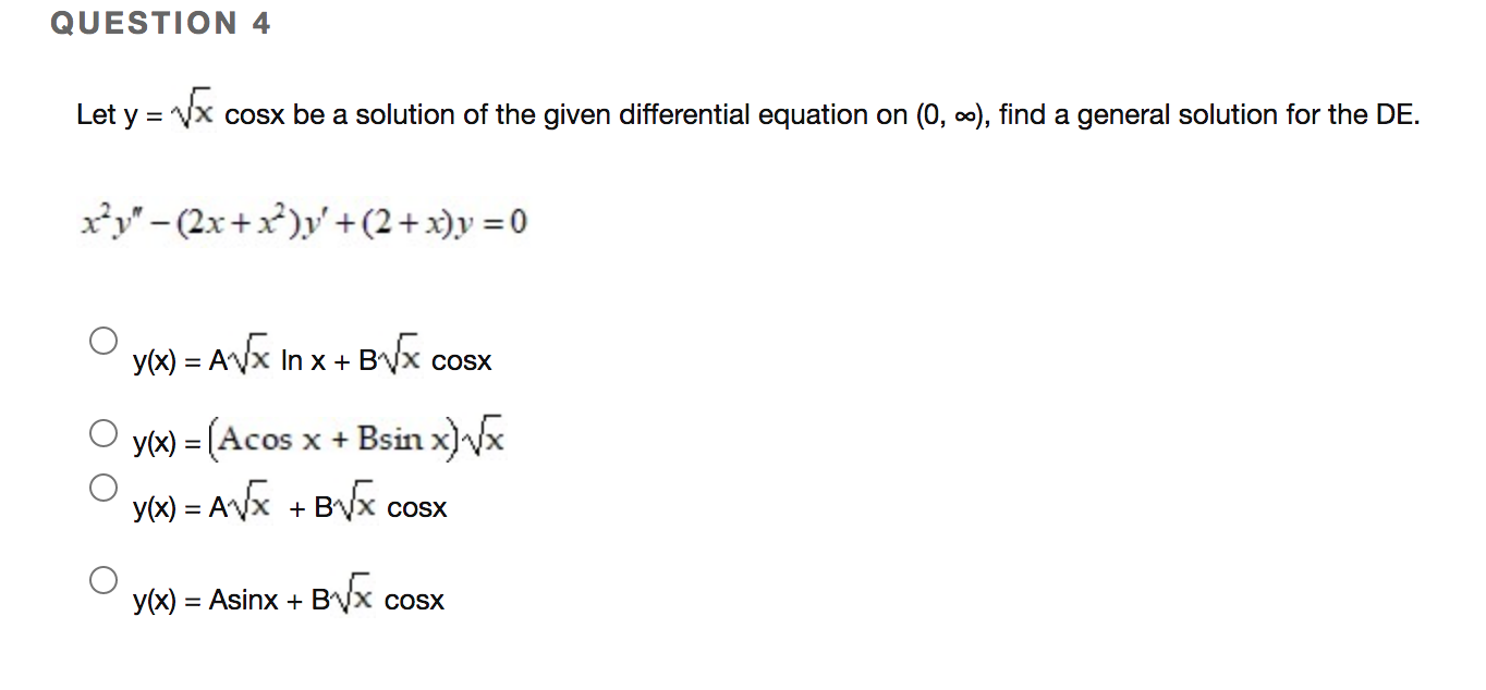 Solved Let y = cosx be a solution of the given | Chegg.com