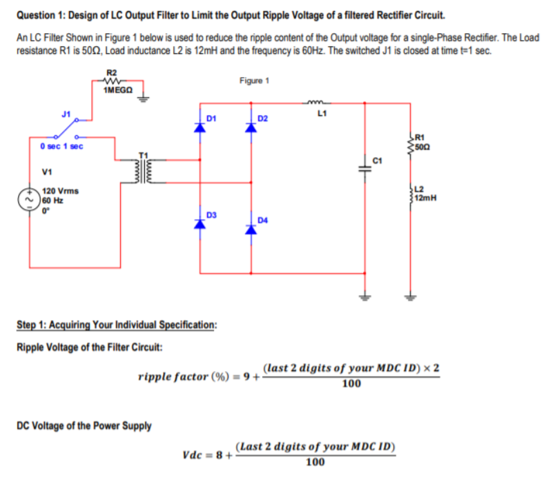 Solved Question 1: Design of LC Output Filter to Limit the | Chegg.com