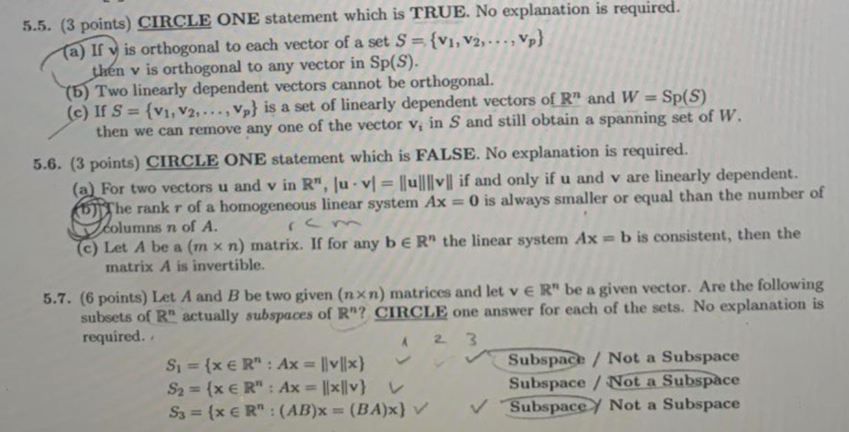 Solved Subspace Criterion. A set W CRM is a subspace of R" | Chegg.com