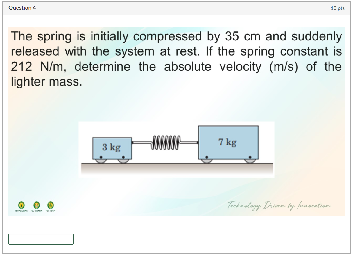 Solved The spring is initially compressed by 35 cm and | Chegg.com