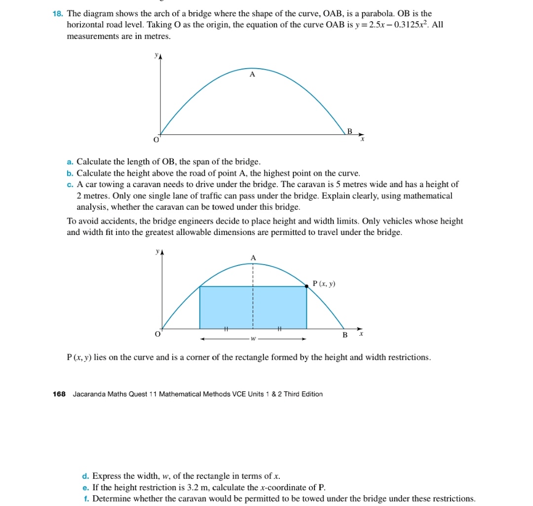 Solved 18. The diagram shows the arch of a bridge where the | Chegg.com