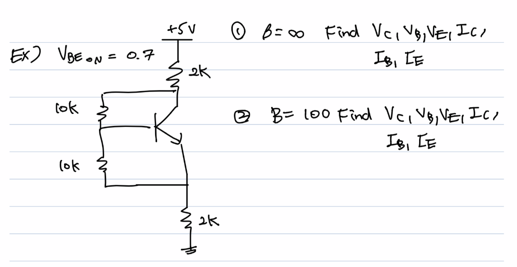 Solved 1) B is 100, Find Ib,Ic,Ie,Vb,Vc,Ve 1-1) What is the | Chegg.com