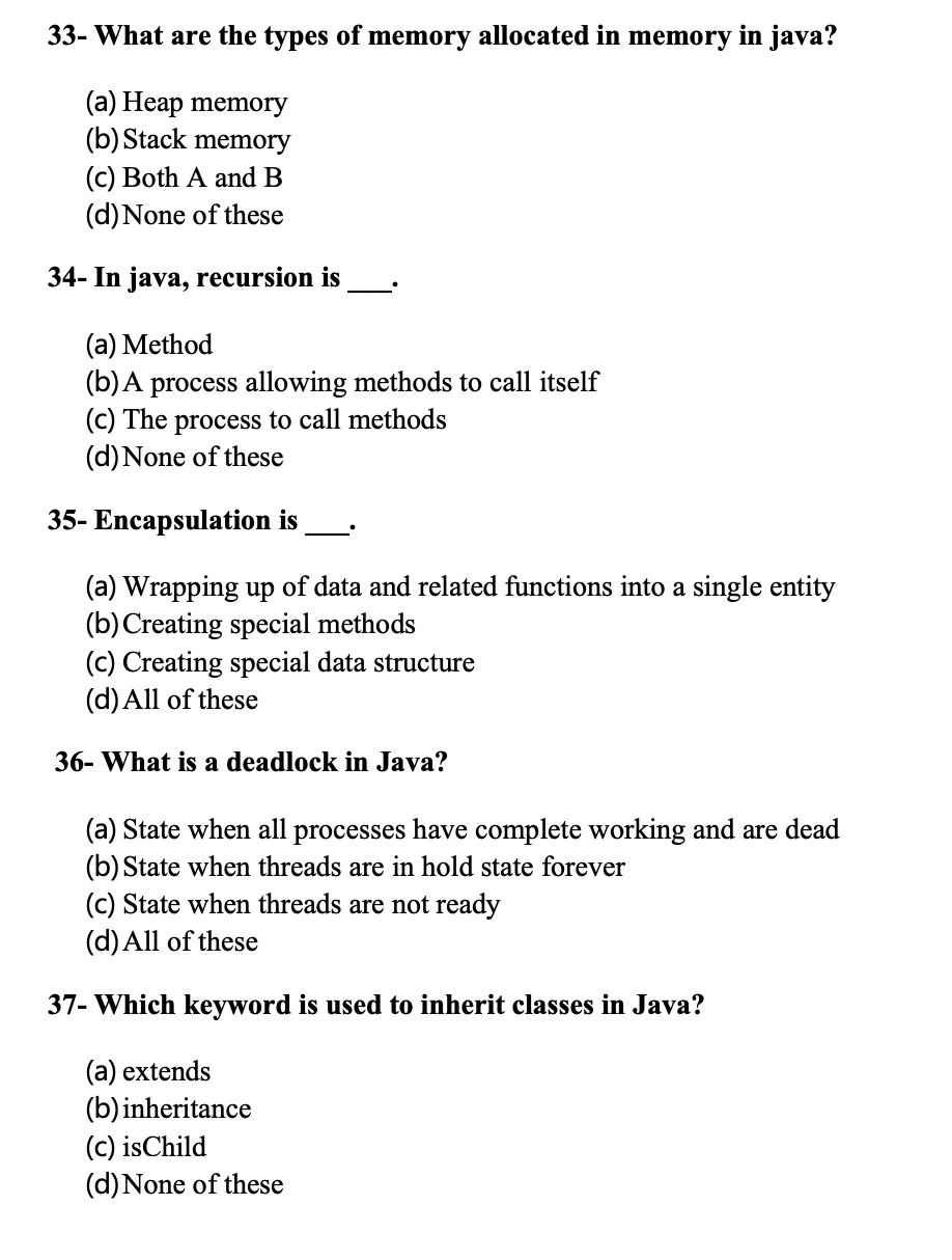 Solved 33 ﻿what Are The Types Of Memory Allocated In Memory 