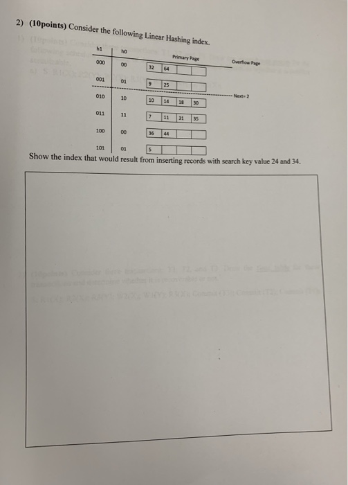 Solved 2 10points Consider The Following Linear Hashing