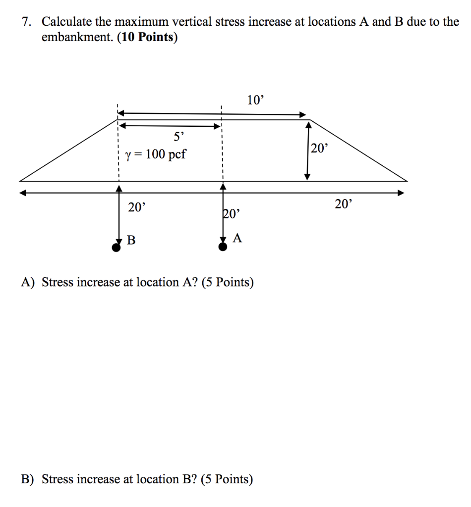 Solved 7. Calculate the maximum vertical stress increase at | Chegg.com