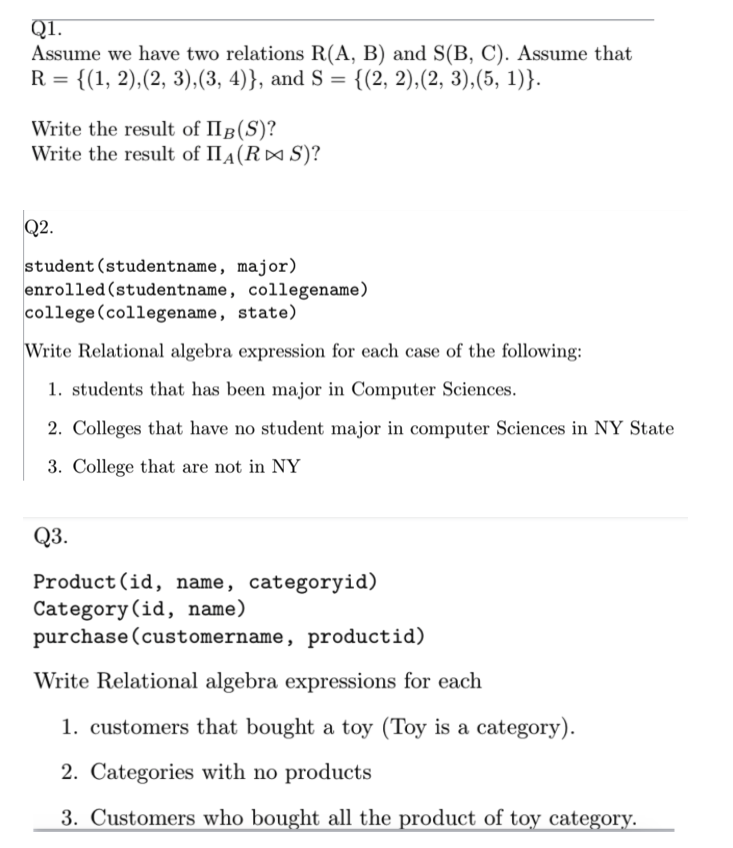 Solved Database question. Please type here please NOT upload | Chegg.com