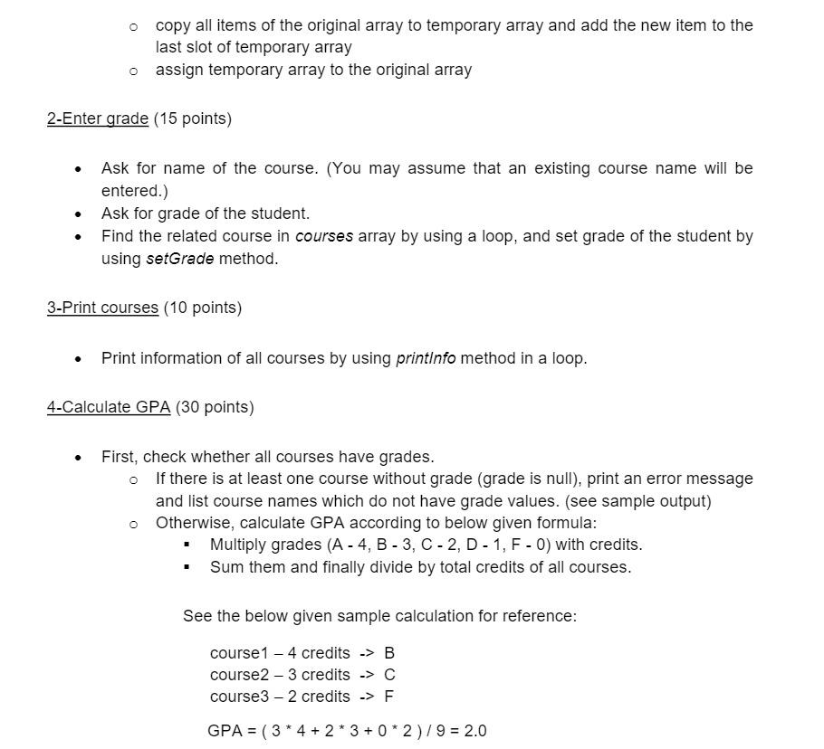 Solved Write A Class Called Transcript Which Has A Main 0734