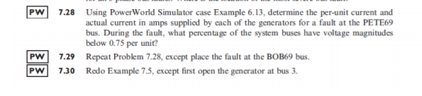 PW 7.28 Using PowerWorld Simulator case Example 6.13, | Chegg.com