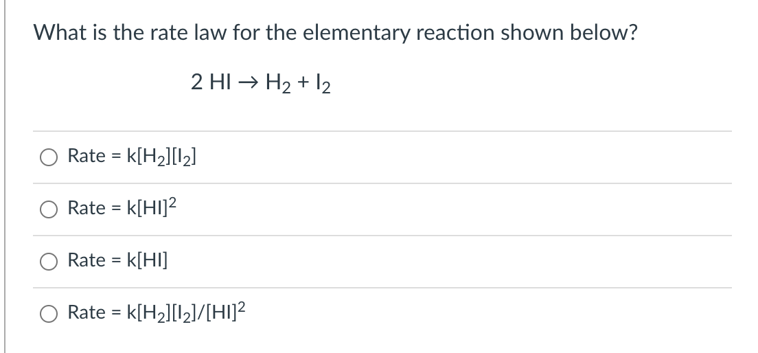Solved What is the rate law for the elementary reaction | Chegg.com