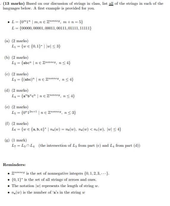 Solved (13 marks) Based on our discussion of strings in | Chegg.com