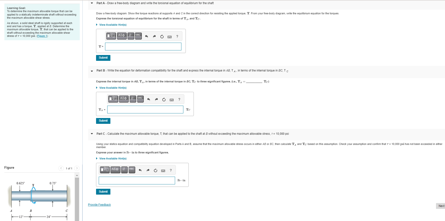Solved Learning Goal:To determine the maximum allowable | Chegg.com