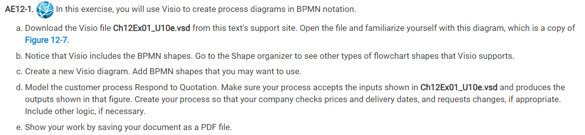 Solved AE12-1. In this exercise, you will use Visio to | Chegg.com