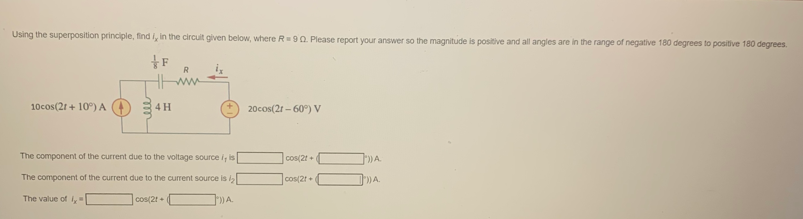 Solved Using the superposition principle, find ix in the | Chegg.com