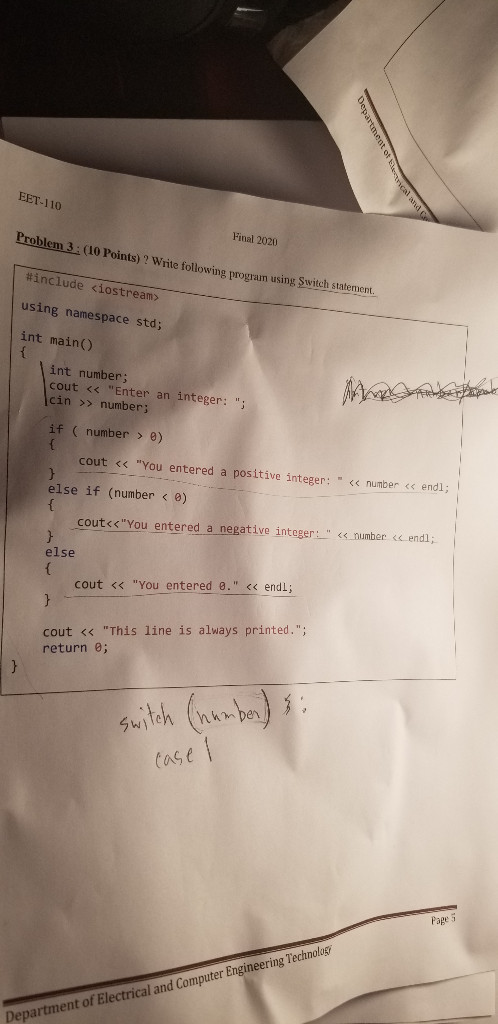 Solved Eet 110 Cal Problem 3 10 Points Write Following