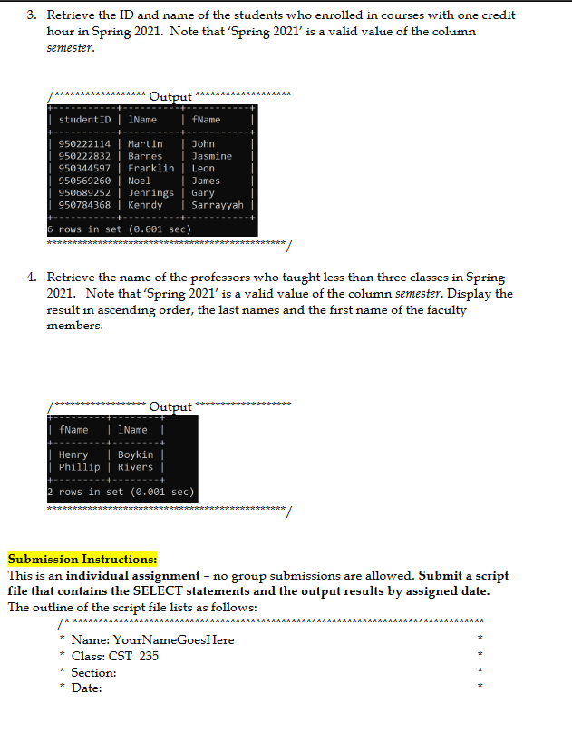 Solved Lab Instructions: You should work individual for this | Chegg.com
