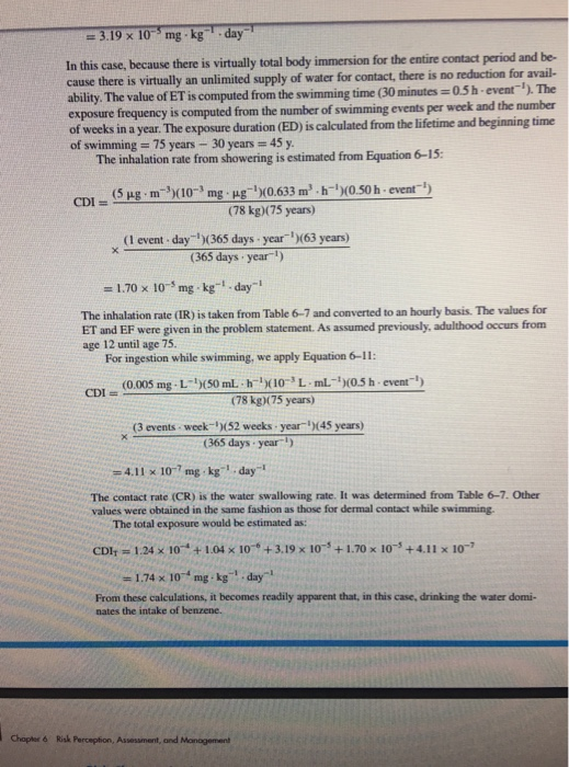 Solved EXAMPLE 6-2 Estimate the lifetime average chronic | Chegg.com