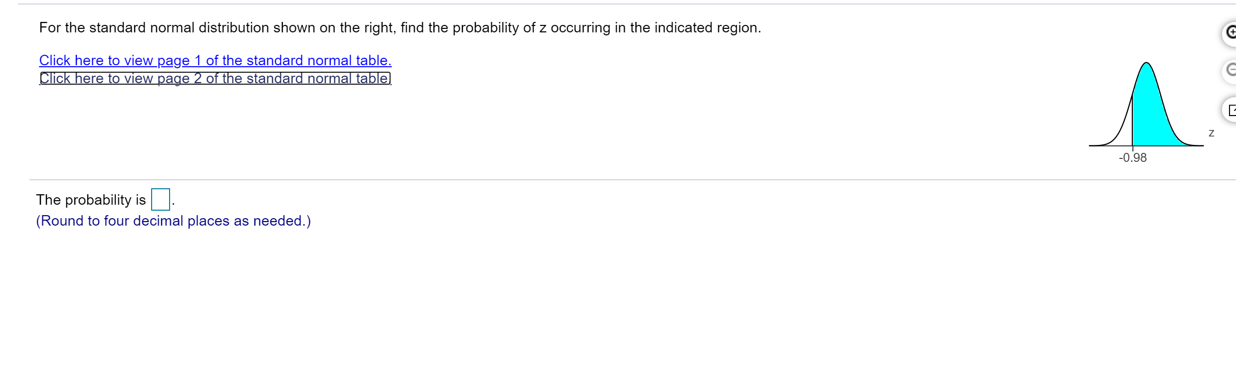 Solved For the standard normal distribution shown on the | Chegg.com