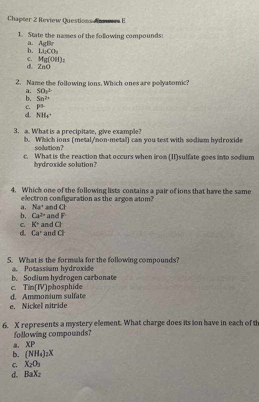 Solved Chapter 2 Review Questions Answous E 1. State the | Chegg.com
