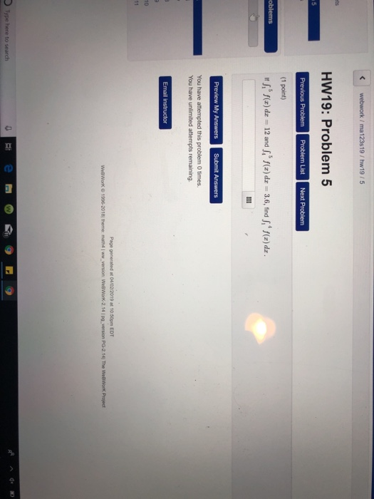 Solved HW19: Problem 5 Prevxous Probdern Phoblerm List Next | Chegg.com