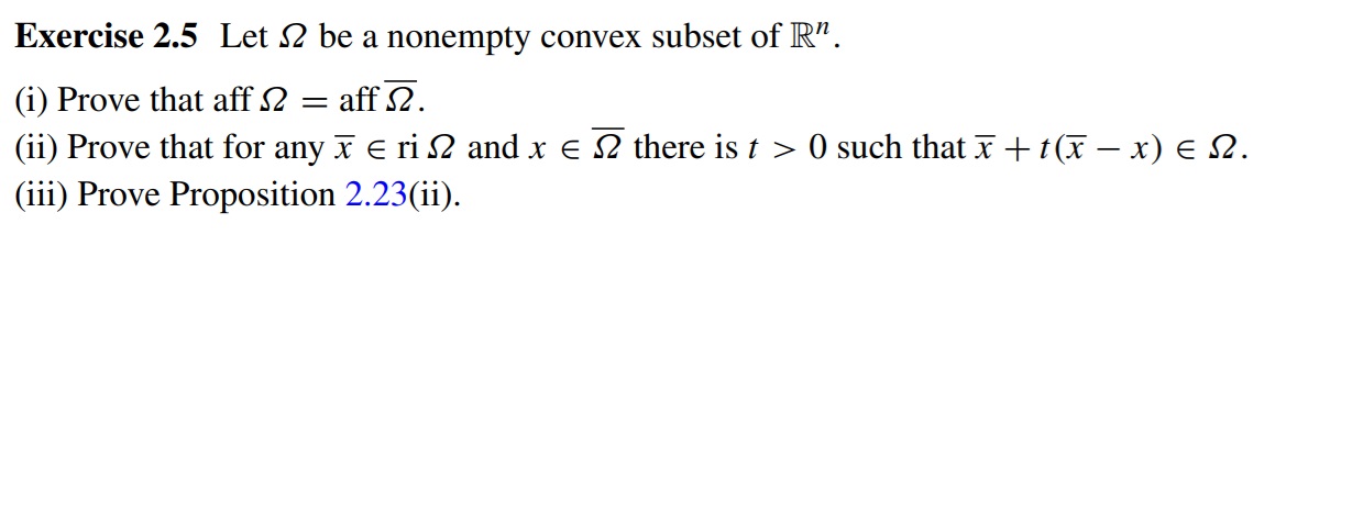 Solved Exercise 2.5 ﻿Let Ωbe ﻿a nonempty convex subset | Chegg.com