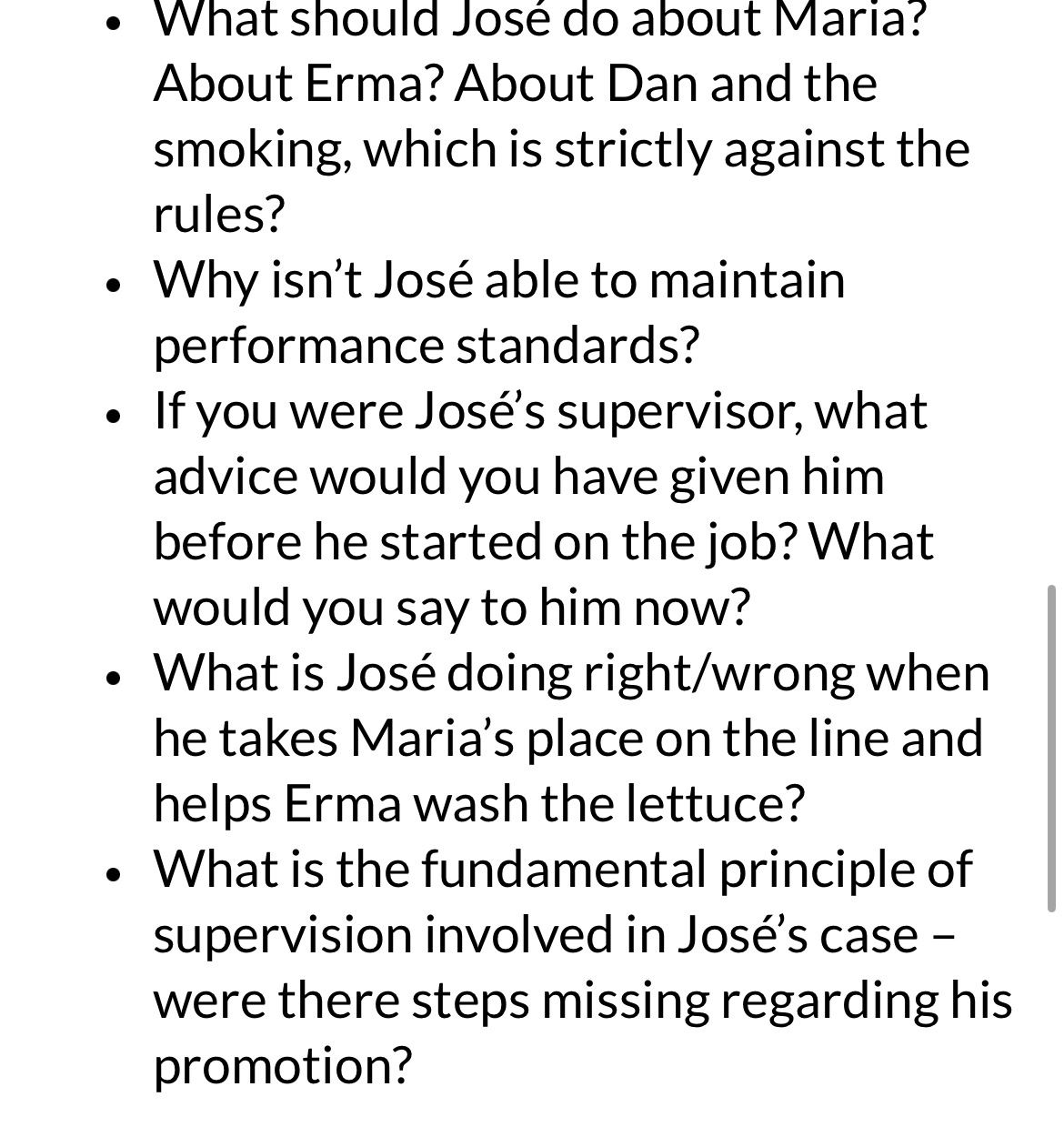 What should José ﻿do about Maria?About Erma? About | Chegg.com