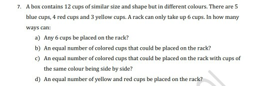 Solved A box contains 12 cups of similar size and shape but | Chegg.com