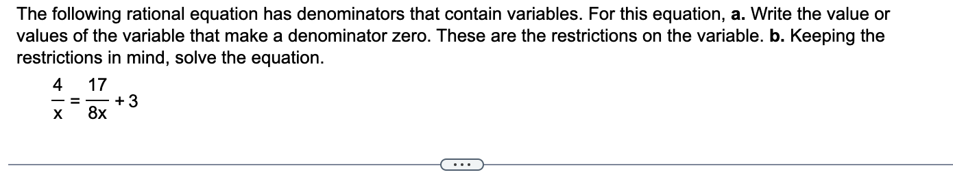 Solved The following rational equation has denominators that | Chegg.com